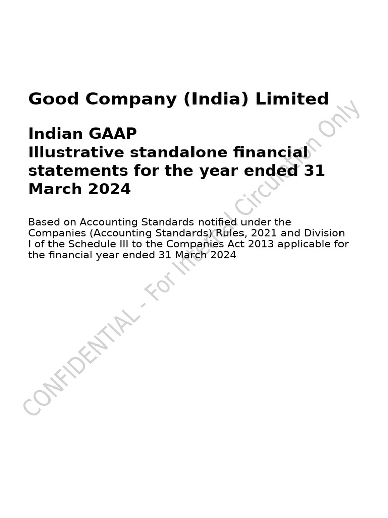 Good Company (India) LTD - IGAAP Model Financial Statements - March ...