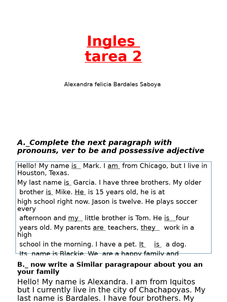 Tarea 2 Ingles Alexandra Bardales | PDF