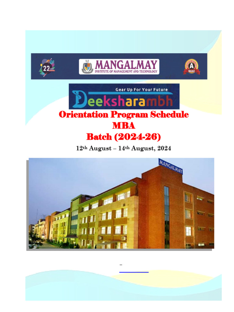 Orientation Program Schedule - MBA | PDF