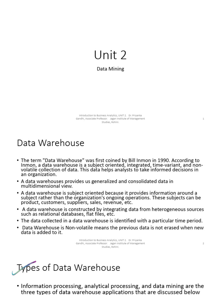 Unit 2 Data Mining | PDF