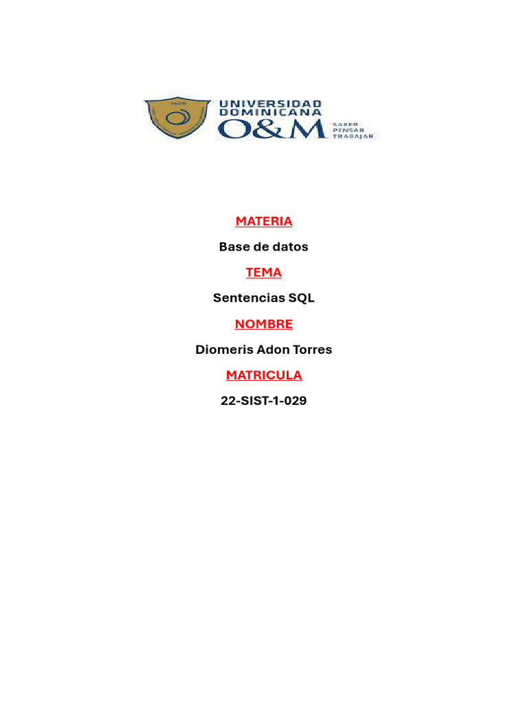 Sentencias SQL | PDF