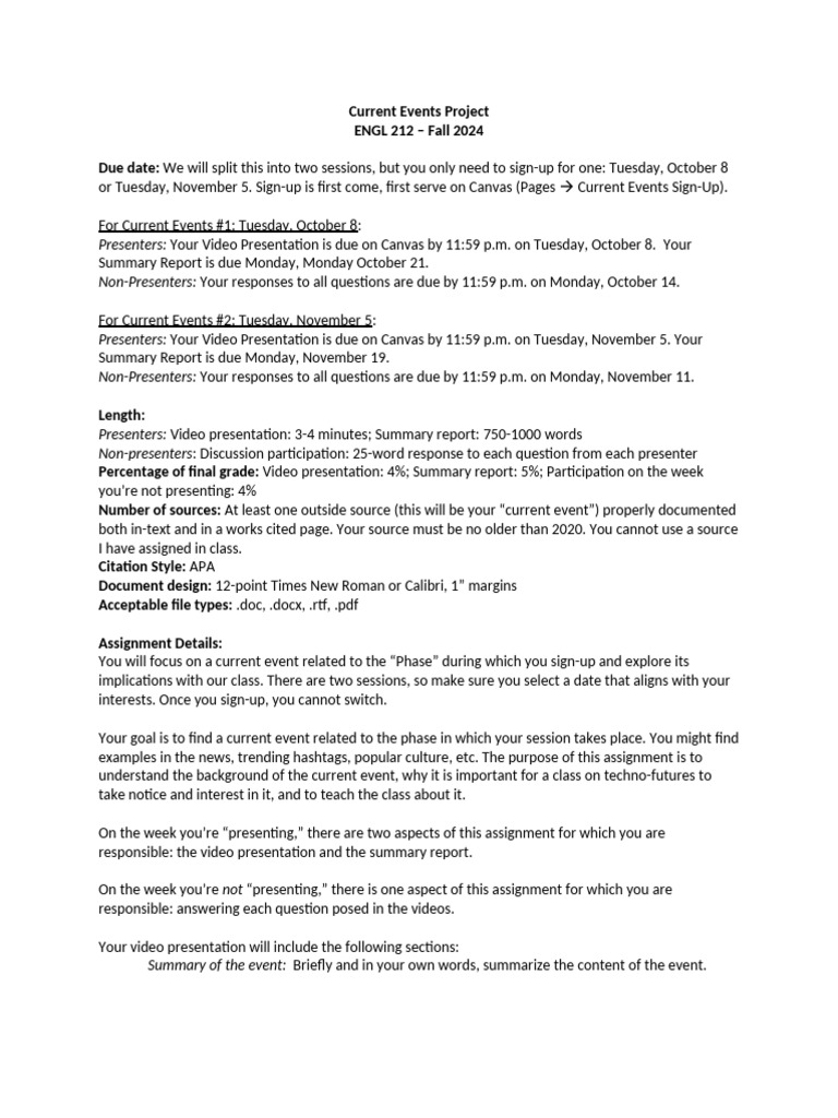 212 F24 Current Events Project | PDF | Conversation | Knowledge