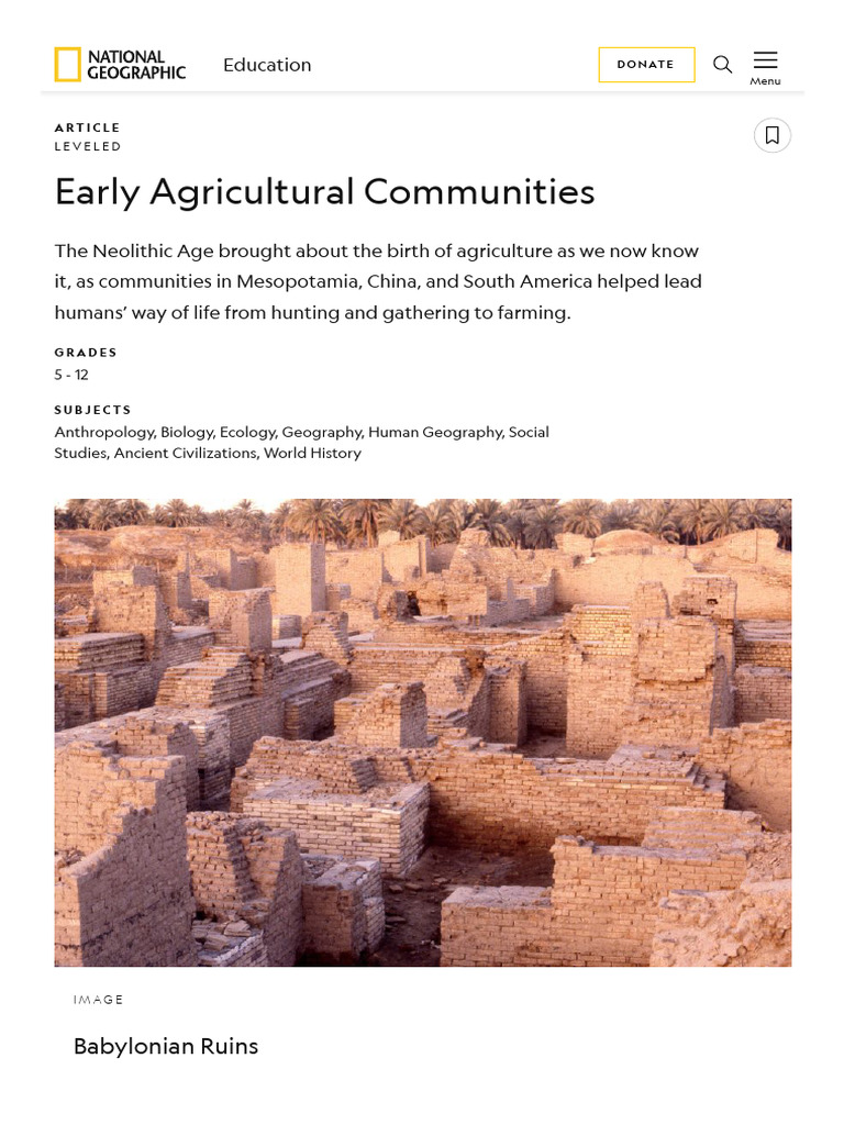 Early Agricultural Communities | PDF