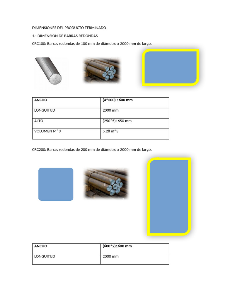 Dimensiones Del Producto Terminado | PDF