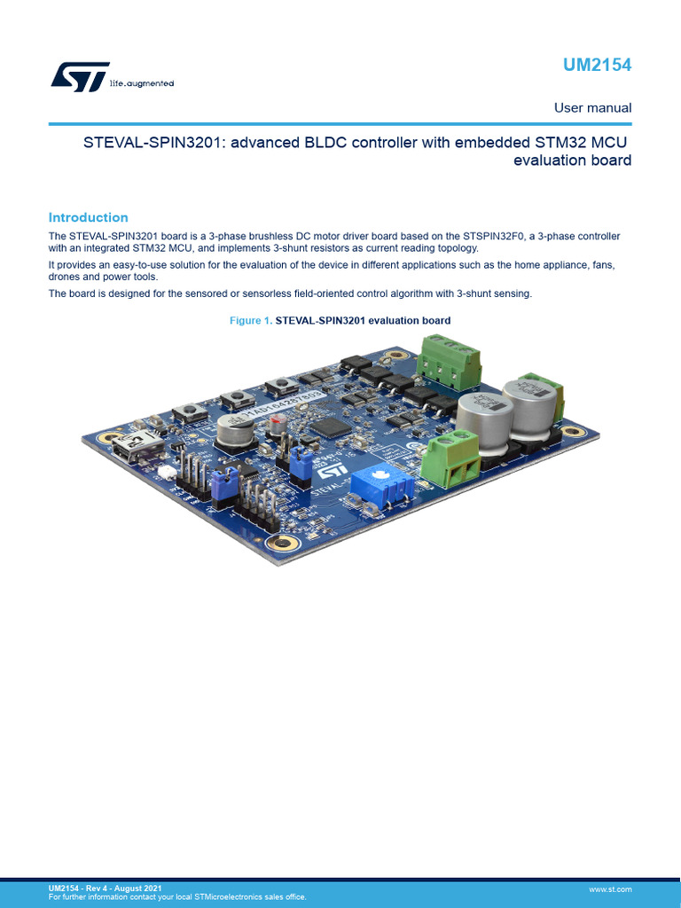 Um2154 Stevalspin3201 Advanced BLDC Controller With Embedded stm32 Mcu Evaluation Board ...
