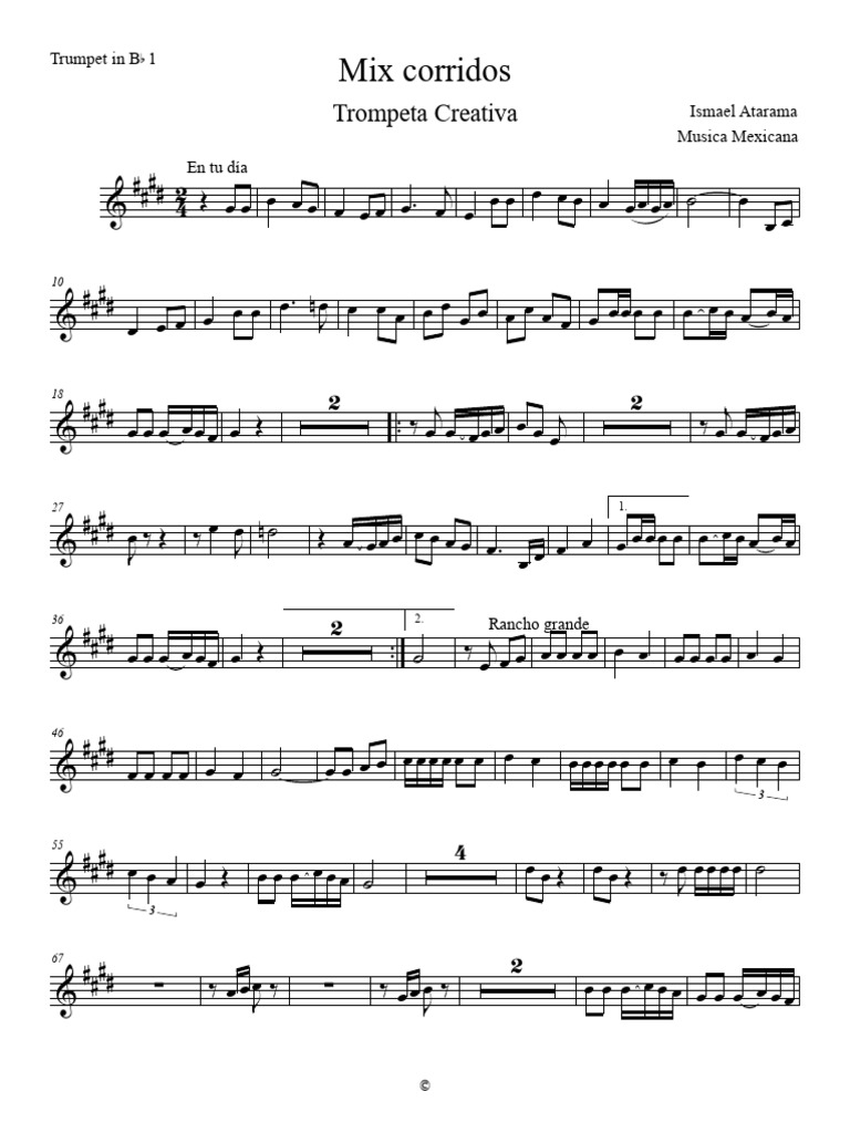 mix corridos charra - Trumpet in Bb 1 | PDF