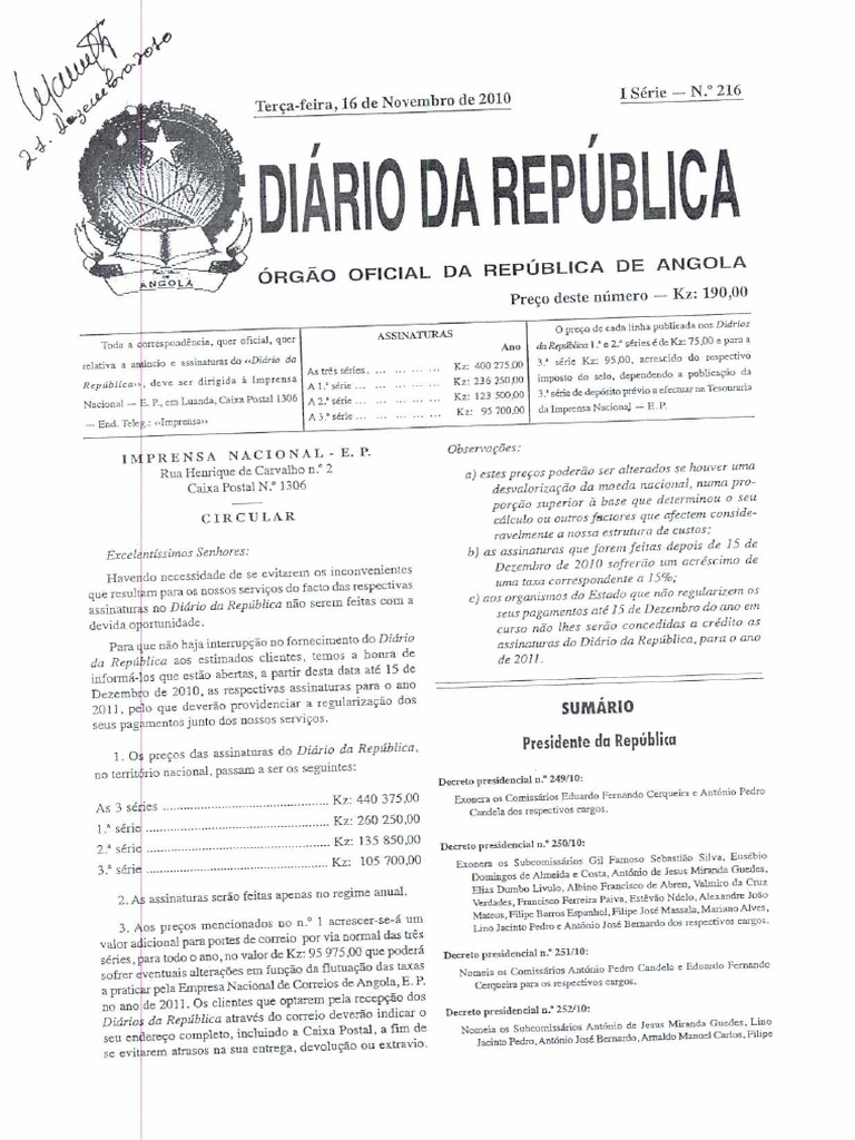 Criação - INRH | PDF