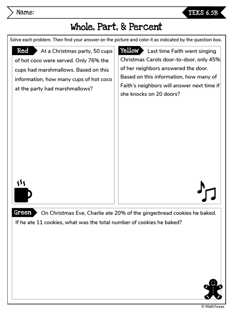 6 5b Whole Part Percent Worksheet Pdf