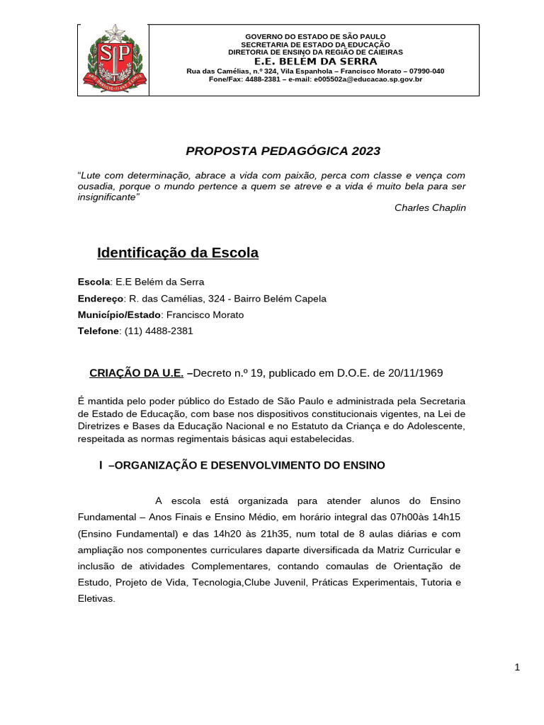 Proposta pedagógica 2023 + cursos técnicos (1) | PDF