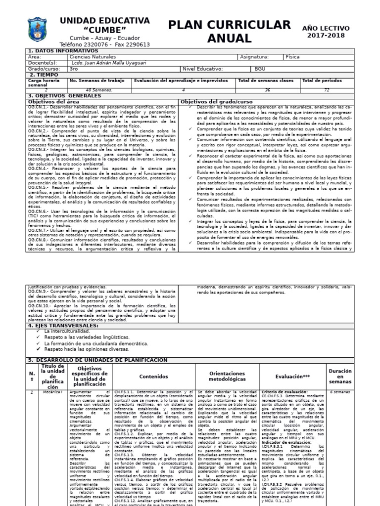PCA FISICA 3ro | PDF