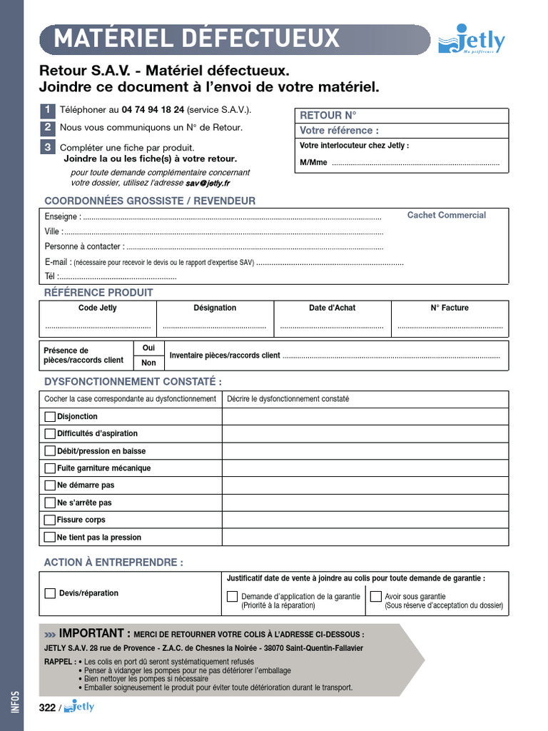 Fiche Materiel Defectueux | PDF