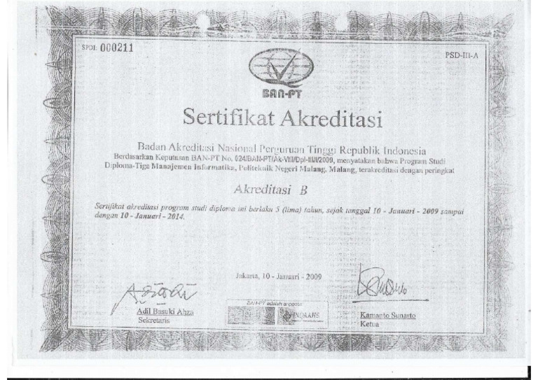 Akreditasi MI Polinema Tahun 2012 | PDF