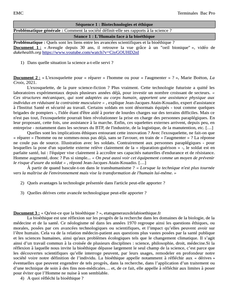 Term EMC Séquence 1 Séance 1 | PDF