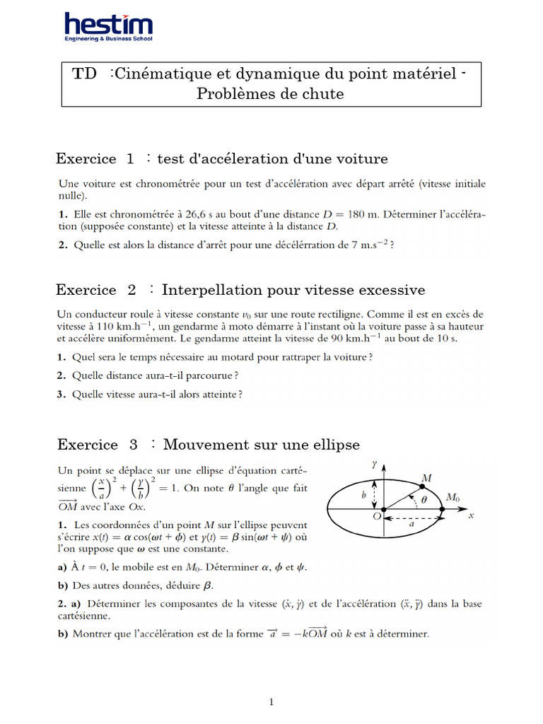TD - Mécanique Générale 1 | PDF