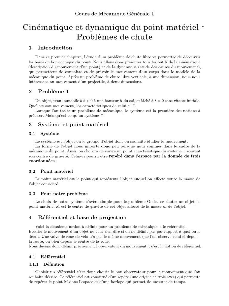 Support Cours - Mécanique Générale 1 | PDF