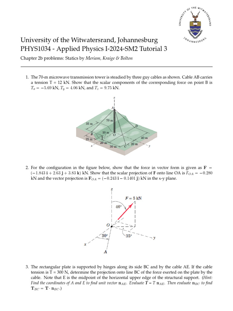 PHYS1034 Tutorial3 2024 | PDF
