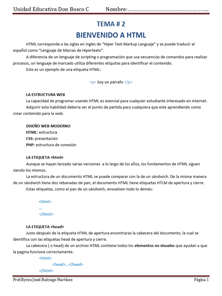 Tema#2 HTML | PDF | HTML | Crecimiento personal y profesional
