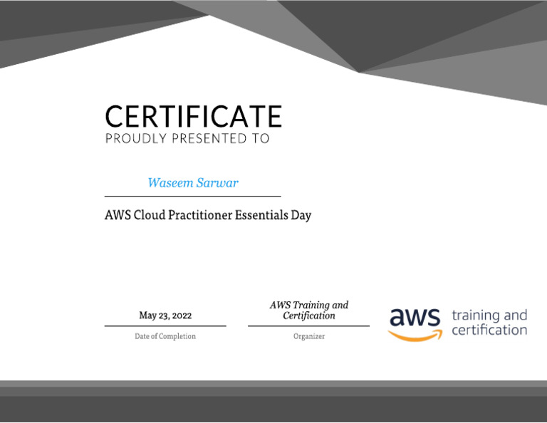 AWS Cloud Practitioner Essentials Day Certificate | PDF