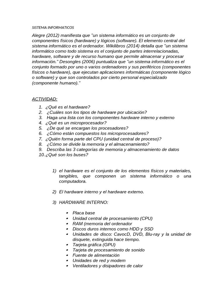 Sistema Informaticos | PDF
