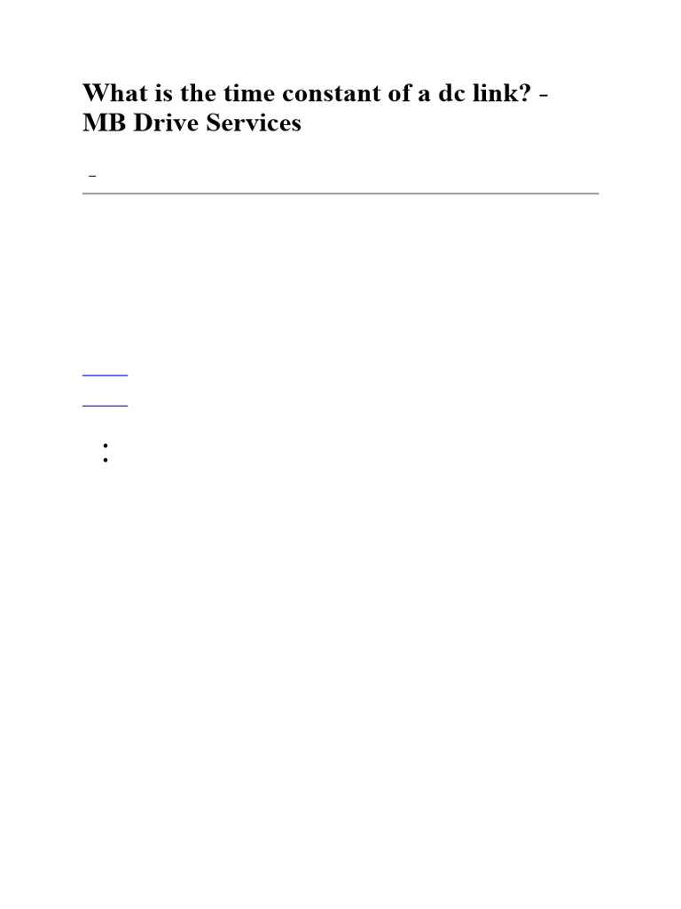 What Is The Time Constant of A DC Link | PDF