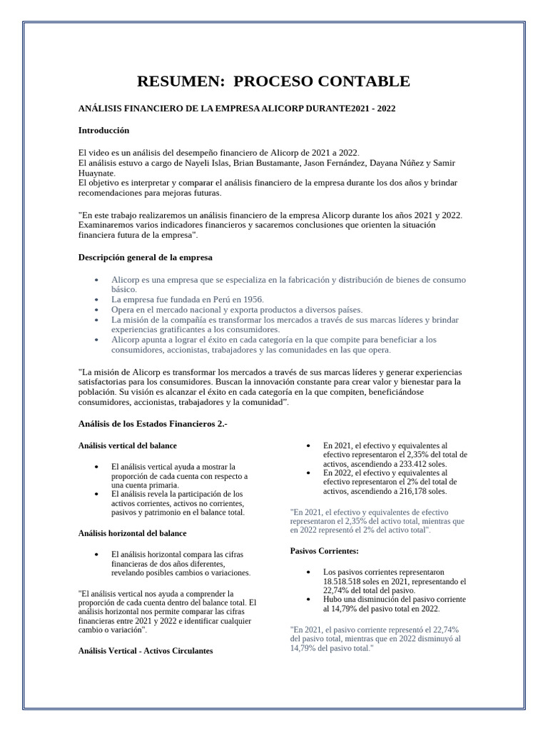 Resumen: Proceso Contable | PDF | Estado financiero | Finanzas y dinero