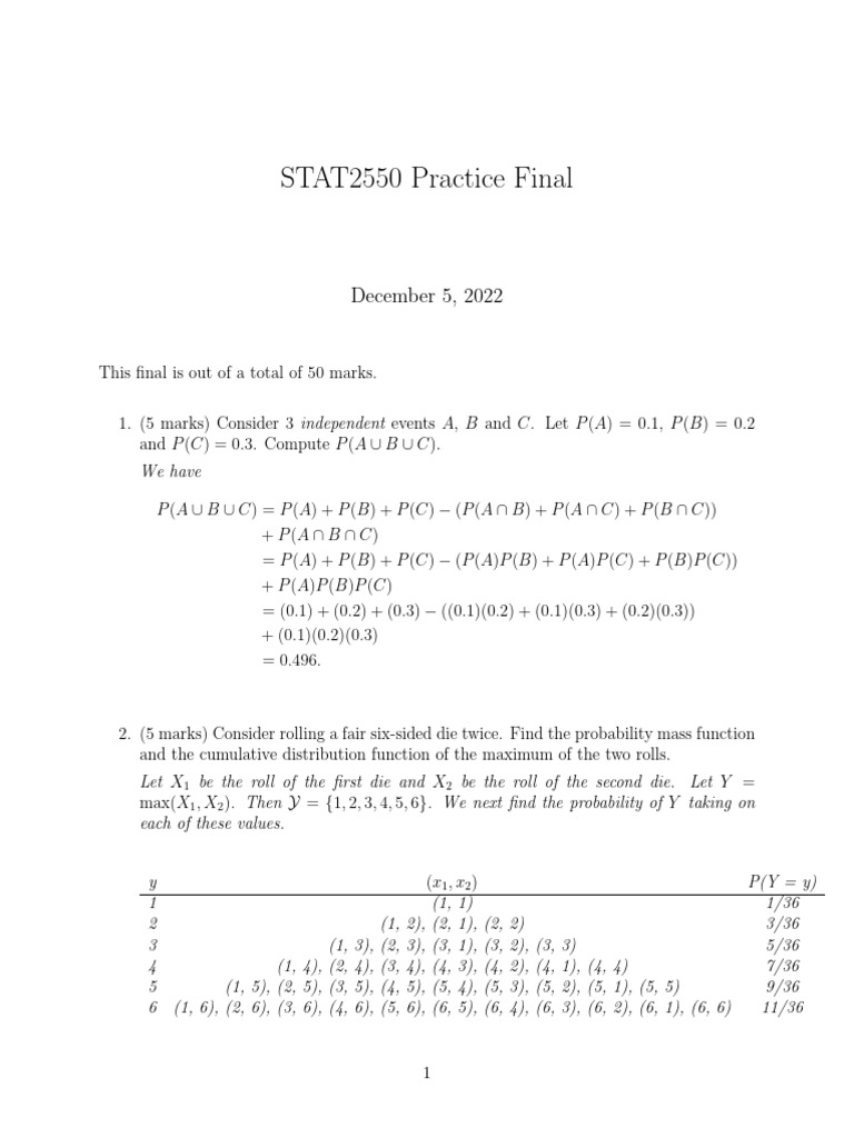 Practice Final Solutions | PDF