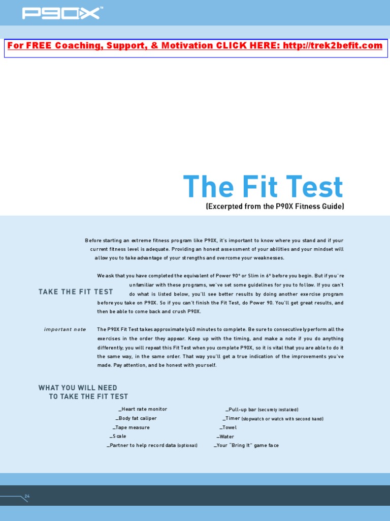 P90X Fit Test | PDF | Human Anatomy | Physical Exercise