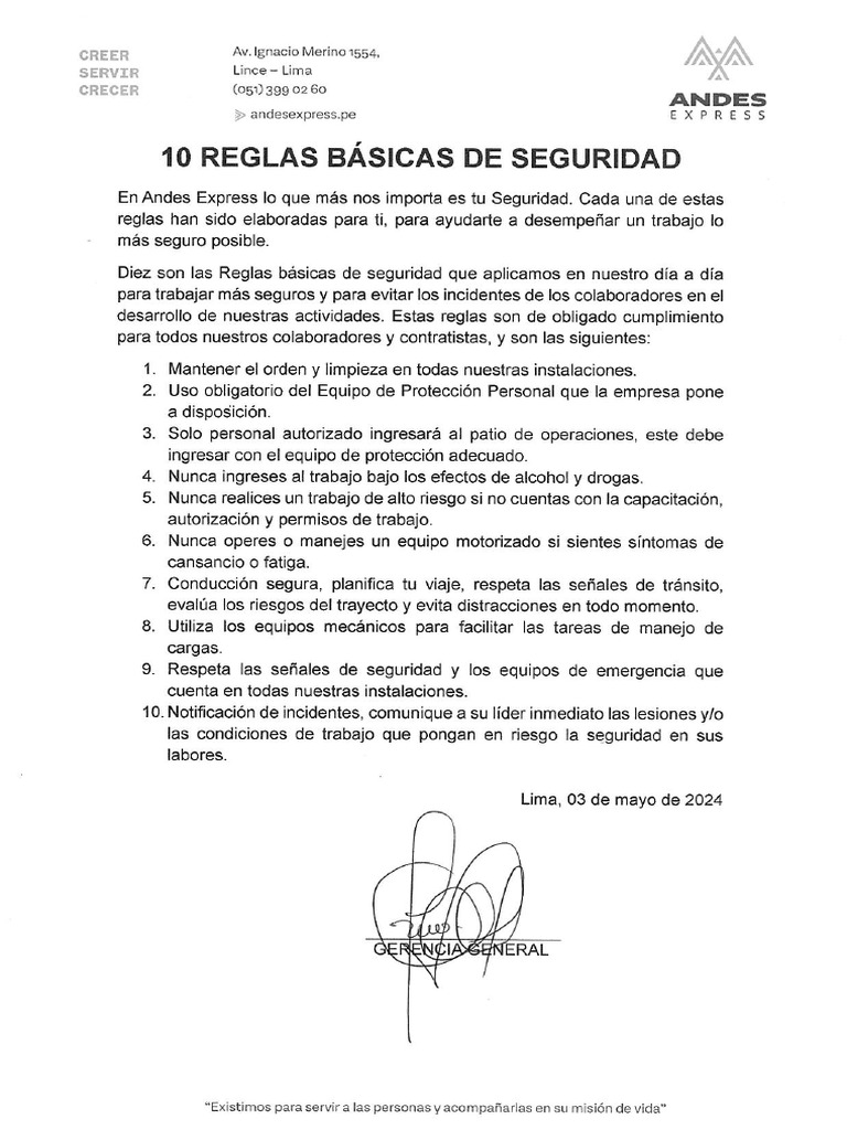 10 Reglas Basica de Seguridad | PDF