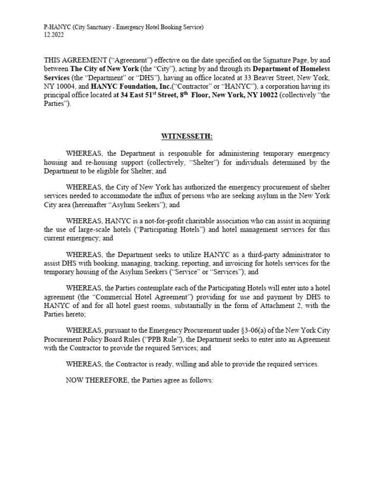 Hanyc Foundation Inc Contract | PDF | Indemnity | Mail