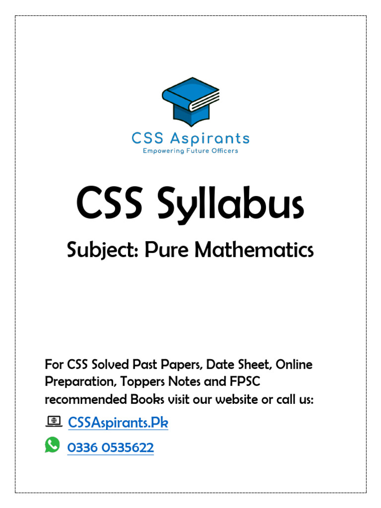 Pure Mathematics CSS Syllabus | PDF