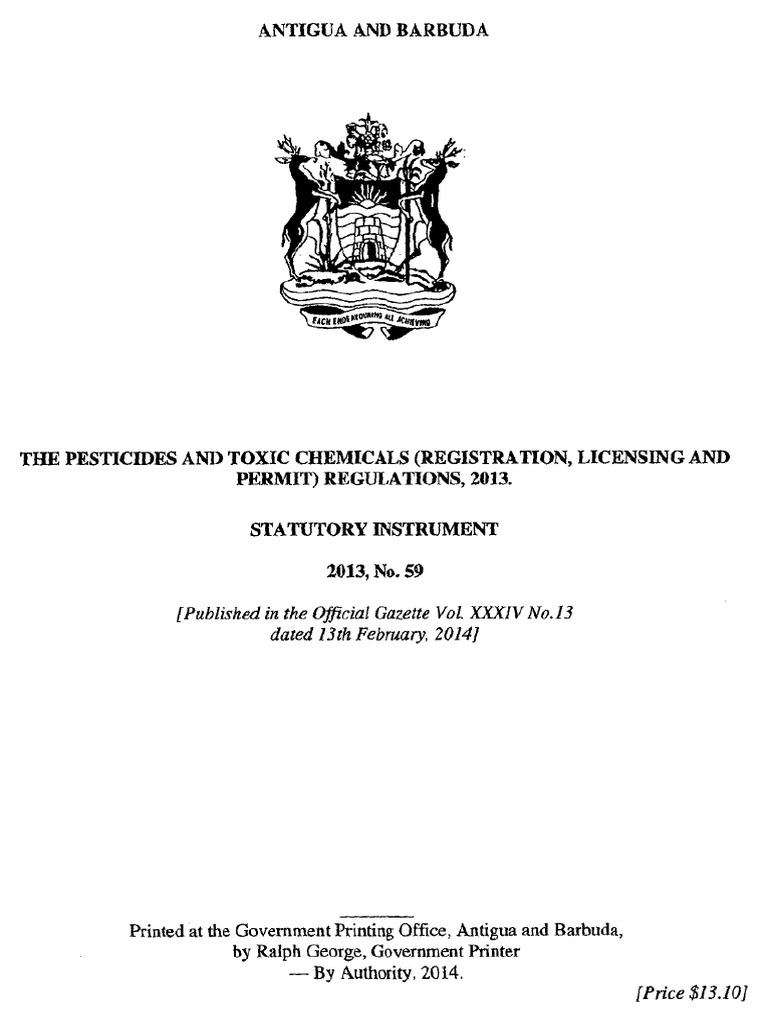 The Pesticides and Toxic Chemicals (Registration, Licensing and Permit ...