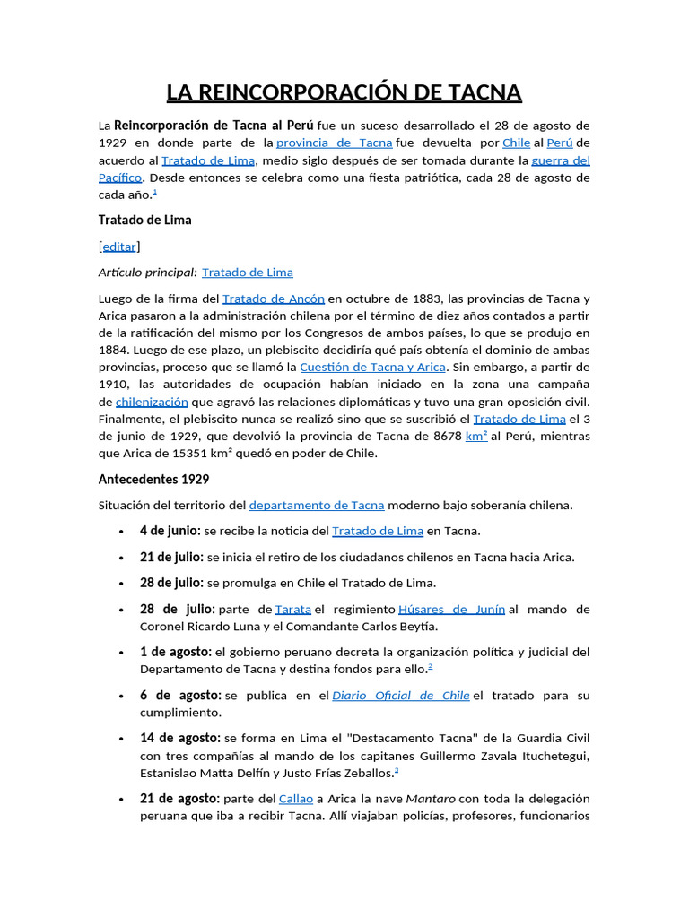 La Reincorporación de Tacna | PDF