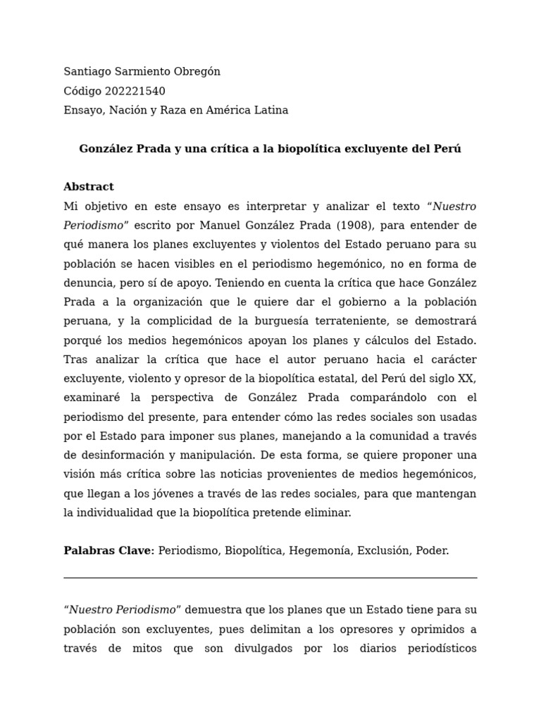 Ensayo Final-Santiago Sarmiento | PDF