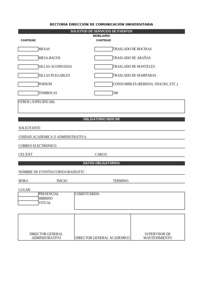 formato de solicitud de EVENTOS | PDF