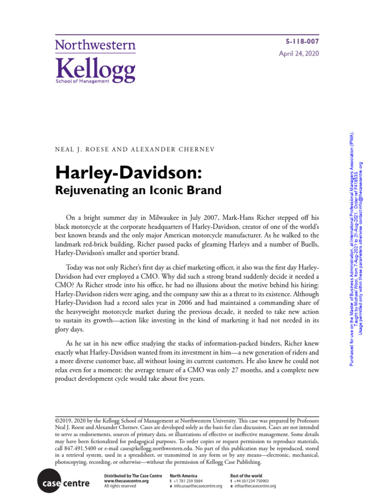 Harley-Davidson - Case Study K5-118-007 | PDF | Harley Davidson ...