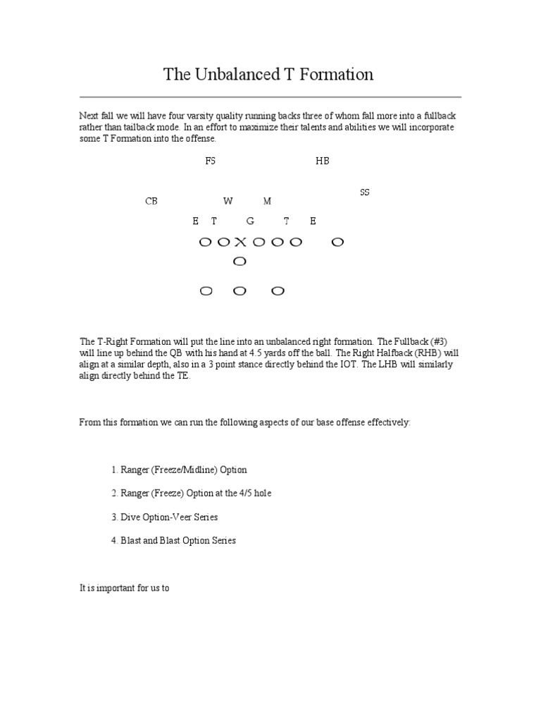 The Unbalanced T Formation | PDF | American Football | Teams