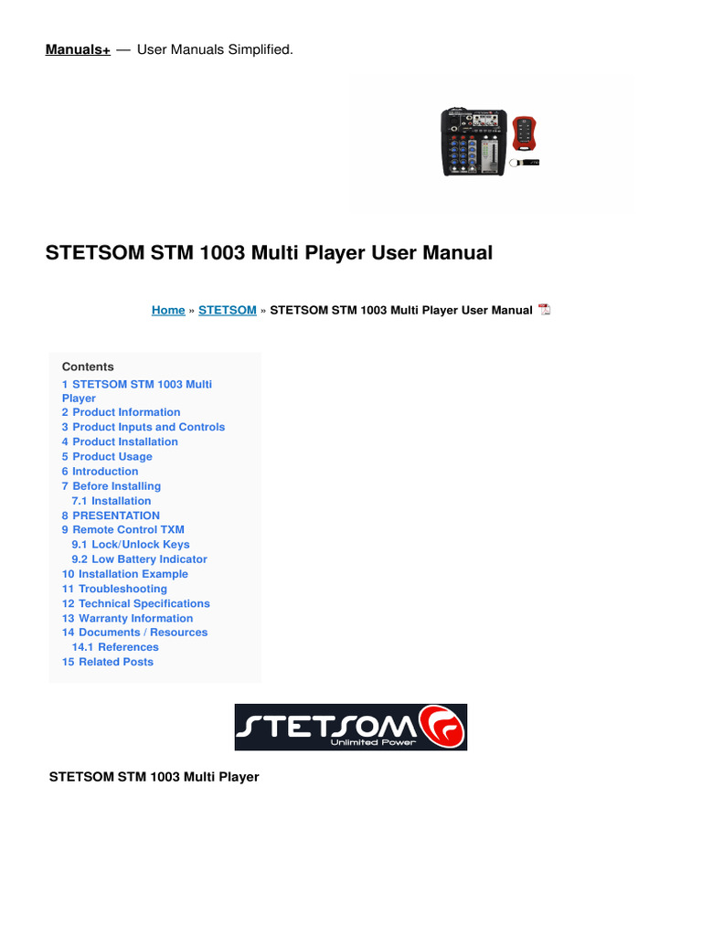 STETSOM STM 1003 User Manual | PDF | Electrical Engineering | Electronics