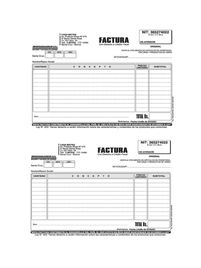 Modelo de Factura | PDF