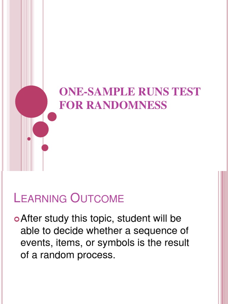 Run Test | PDF | Randomness | Median