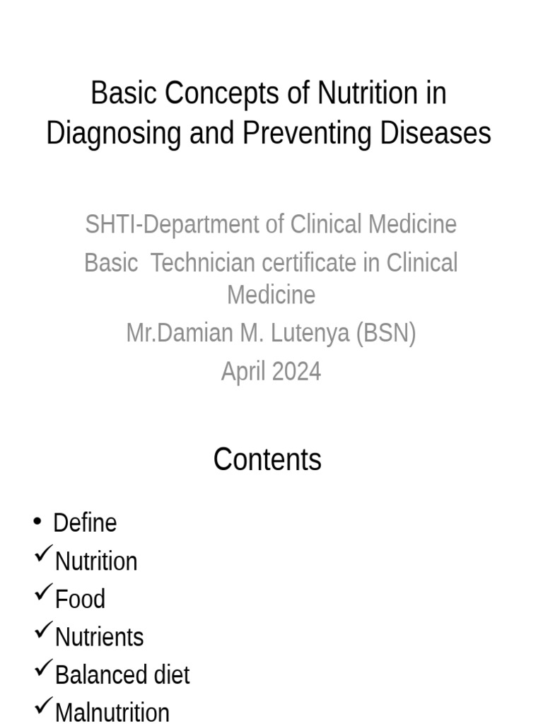 Basic Concepts of Nutrition in Dignosing and Preventing Diseases | PDF
