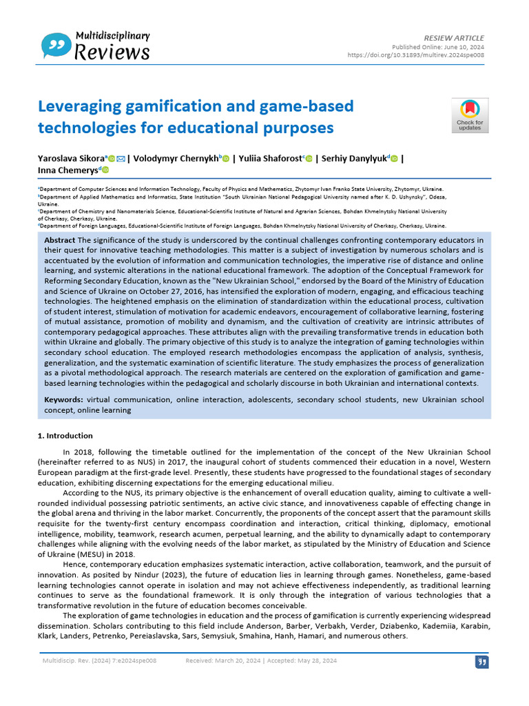 Leveraging Gamification and Game-Based Technologie | PDF | Educational Technology | Learning