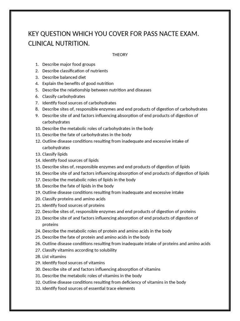 Nutrition Key Question | PDF