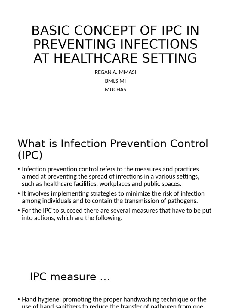7.basic Concepts of Ipc in Preventing Infection at Health Care Setting | PDF