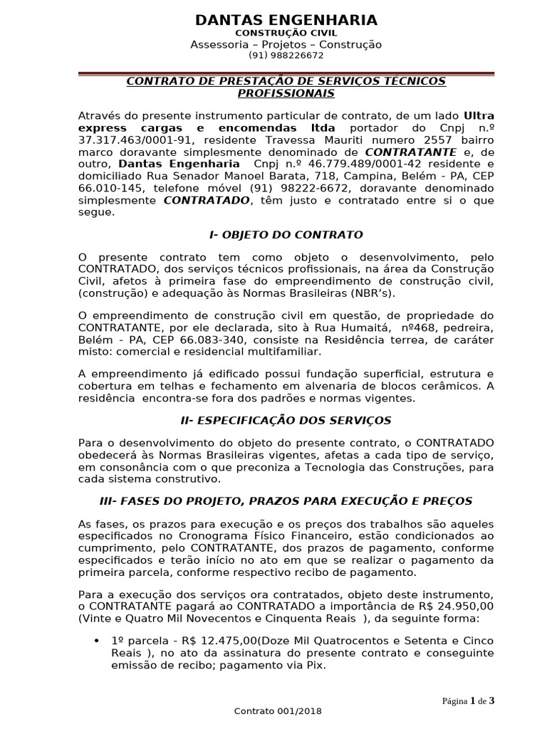 modelo de contrato engenharia | PDF