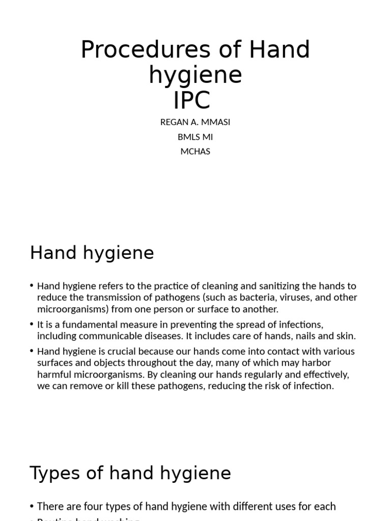 Principle of Hand Hygiene in Ipc | PDF