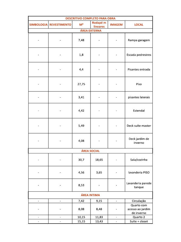 Andréia e Felipe - Quantitativo Base - Rev 00 | PDF