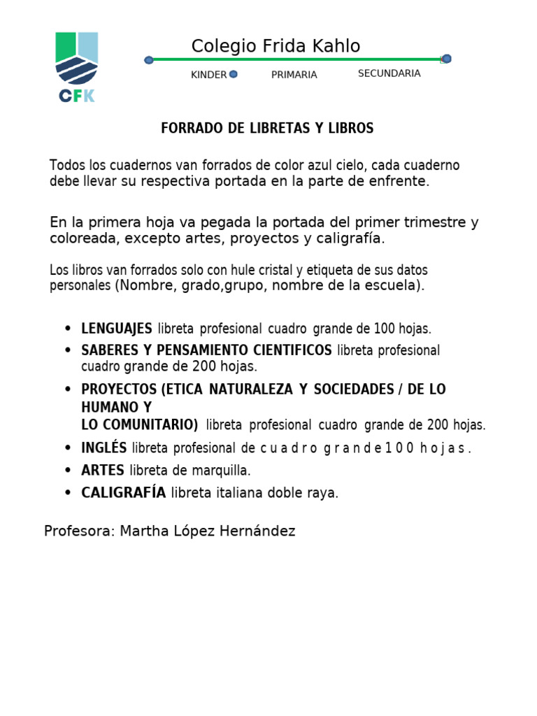 3° Forrado de Cuadernos MLH | PDF