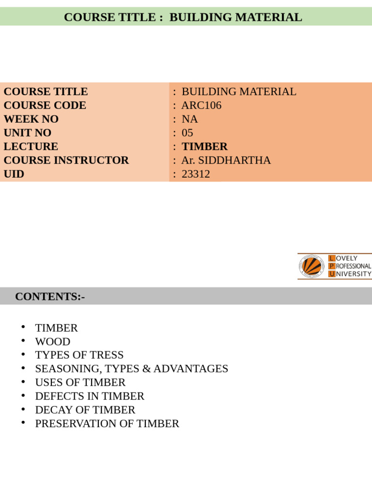 Lecture 6 - Timber | PDF