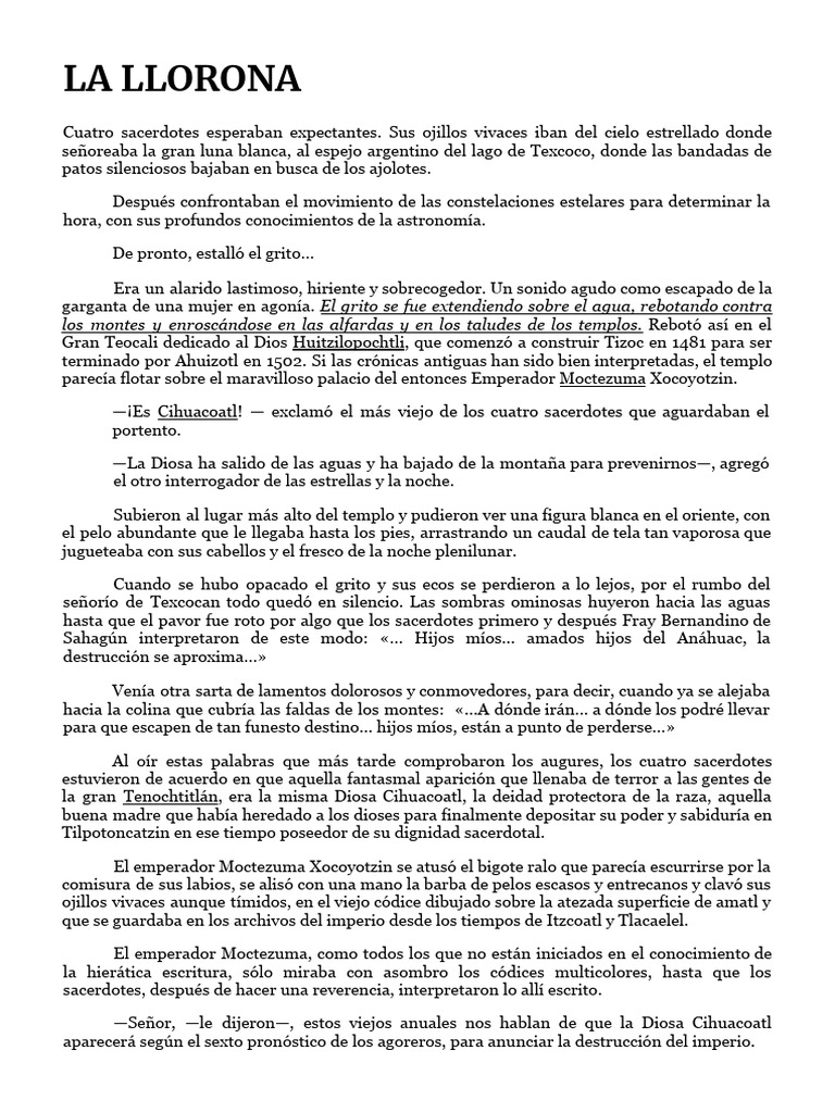 La Llorona Story Pdf _ La Llorona Leyenda Pdf – APTUO