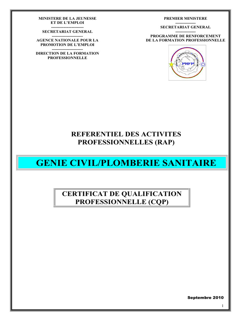 RAP CQP Plomberie | PDF